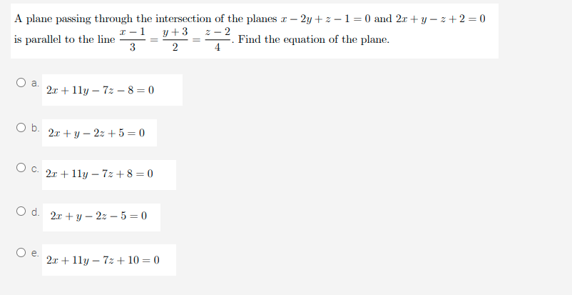 Solved A plane passing through the intersection of the | Chegg.com
