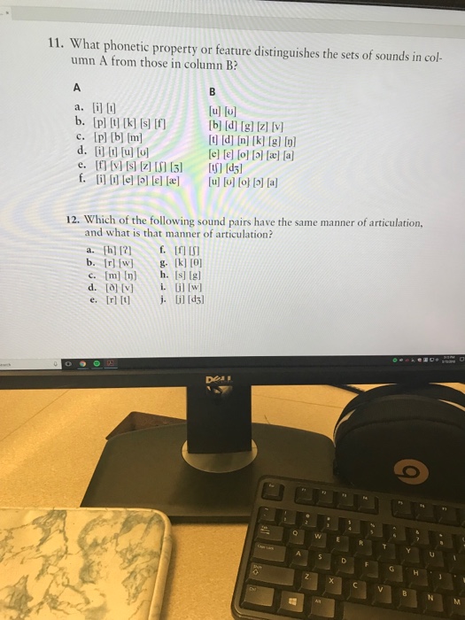 Solved 11. What phonetic property or feature distinguishes | Chegg.com