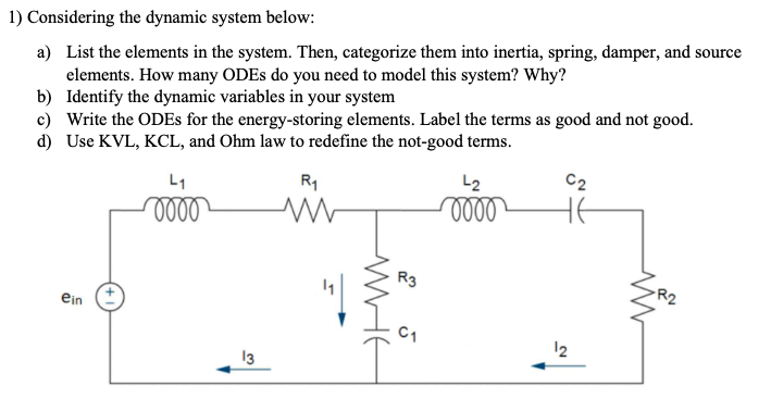 Solved 1) Considering the dynamic system below: a) List the | Chegg.com
