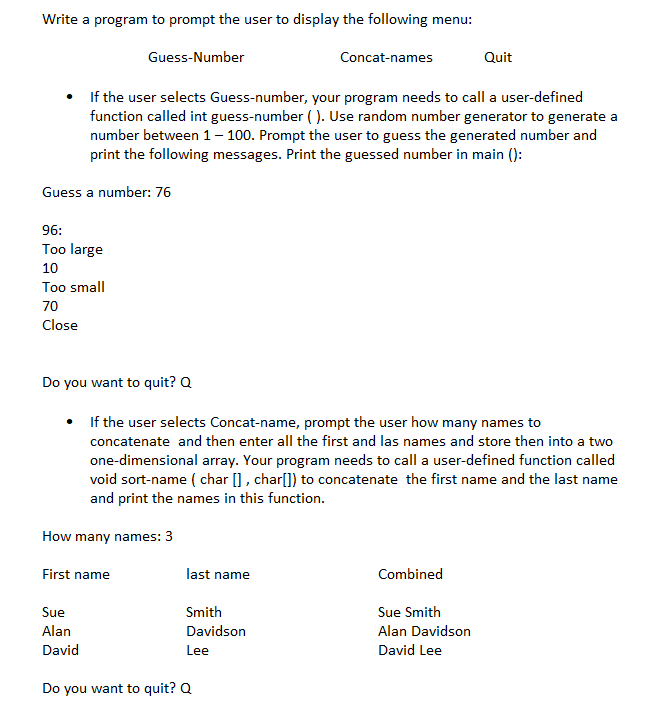 Solved Write a program to prompt the user to display the | Chegg.com
