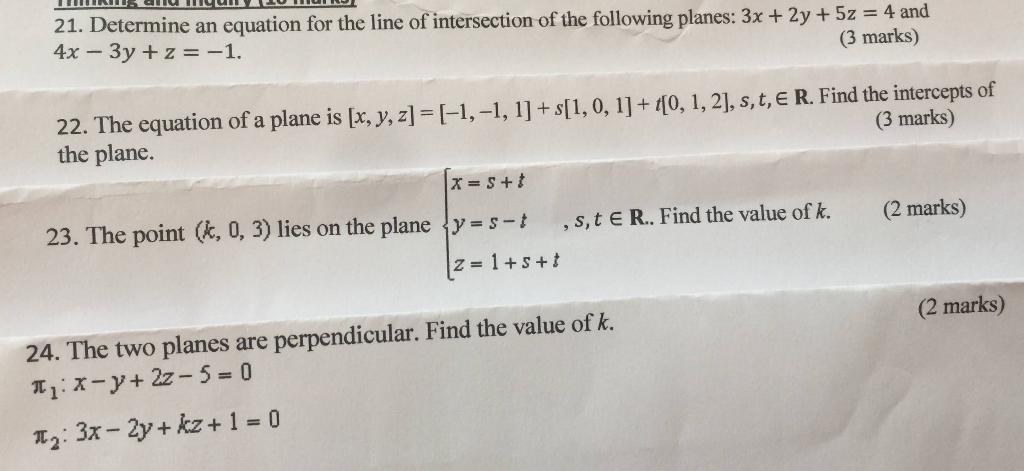 Solved 21. Determine an equation for the line of | Chegg.com