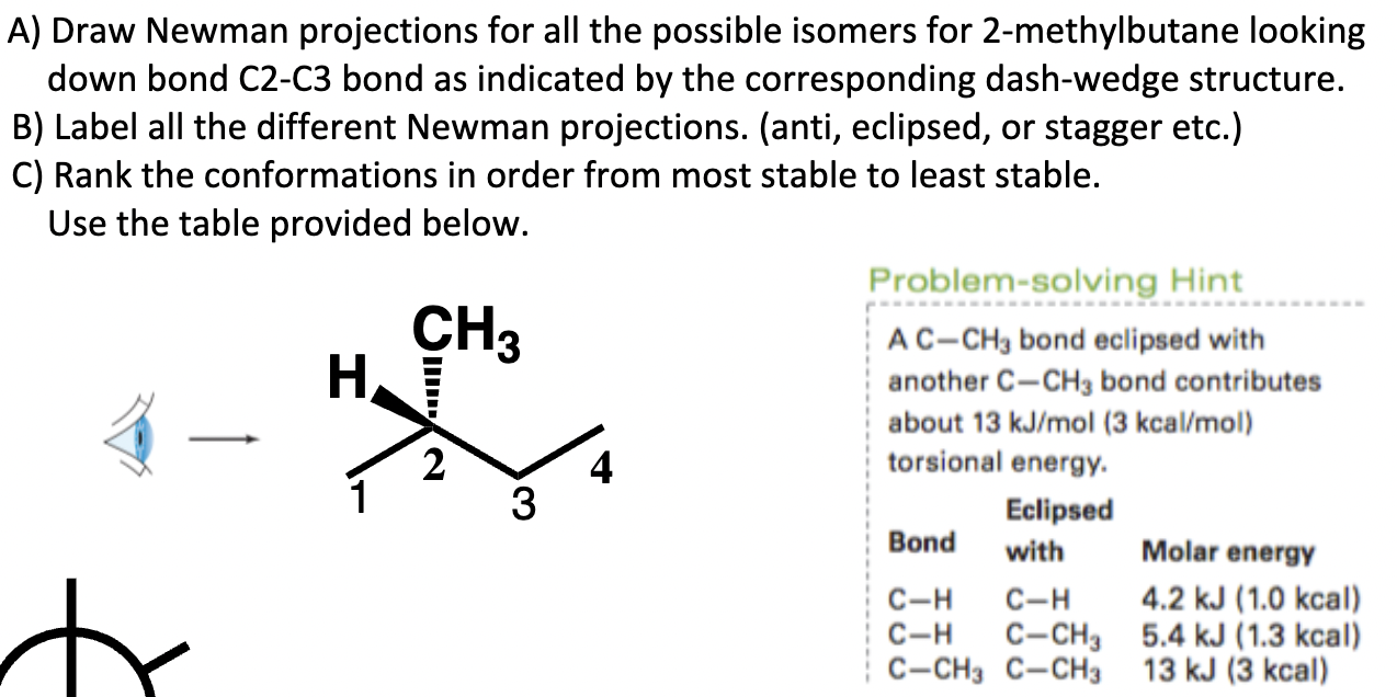 Solved A) Draw Newman projections for all the possible | Chegg.com