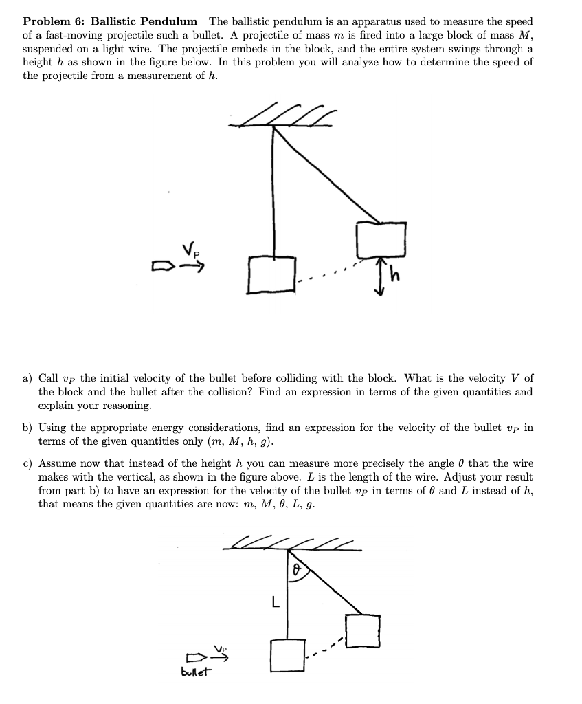 Solved Problem 6: Ballistic Pendulum The ballistic pendulum | Chegg.com