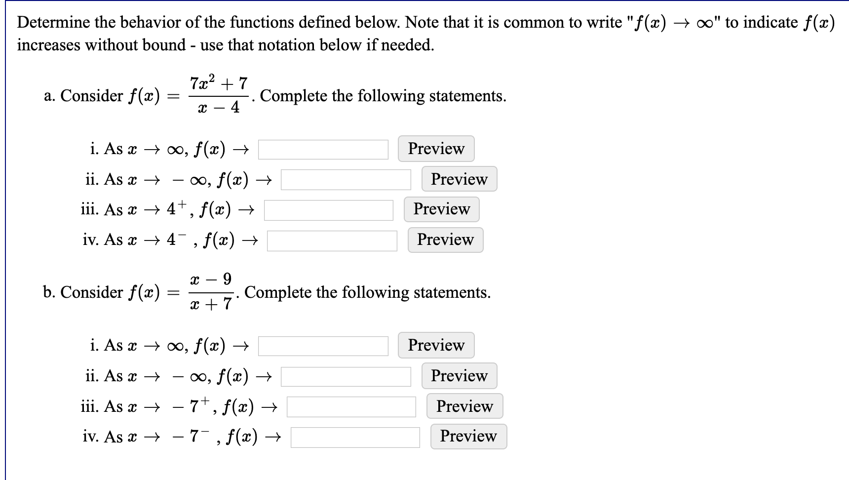 Solved Determine The Behavior Of The Functions Defined 