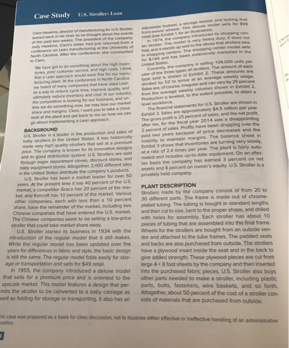 Solved Case Study U.S. Stroller: Lean manufacturing for U.S | Chegg.com