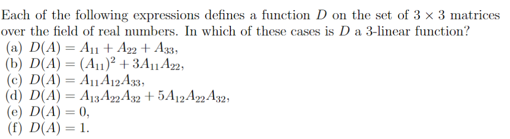 Solved Each of the following expressions defines a function | Chegg.com