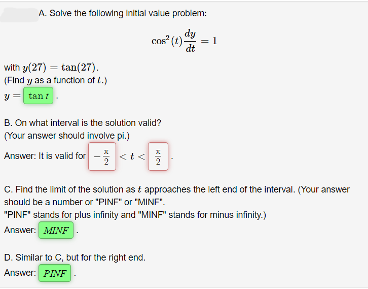 Solved A. Solve the following initial value problem: | Chegg.com