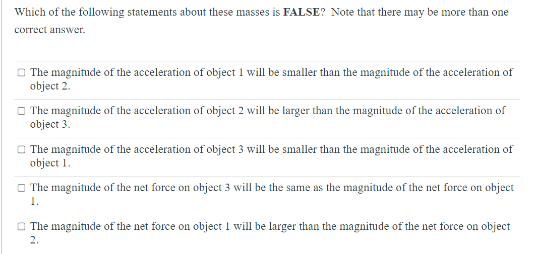 Solved Forces are exerted on three masses, M1,M2, and M3, as | Chegg.com