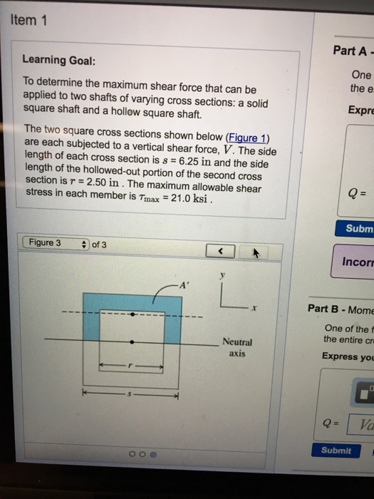 Solved Item 1 Learning Goal: To determine the maximum shear | Chegg.com