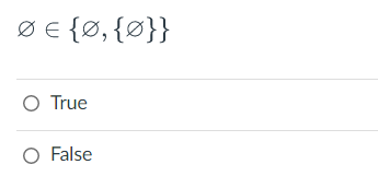 Solved ∅∈{∅,{∅}} True False | Chegg.com
