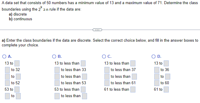 Solved A data set that consists of 50 numbers has a minimum | Chegg.com