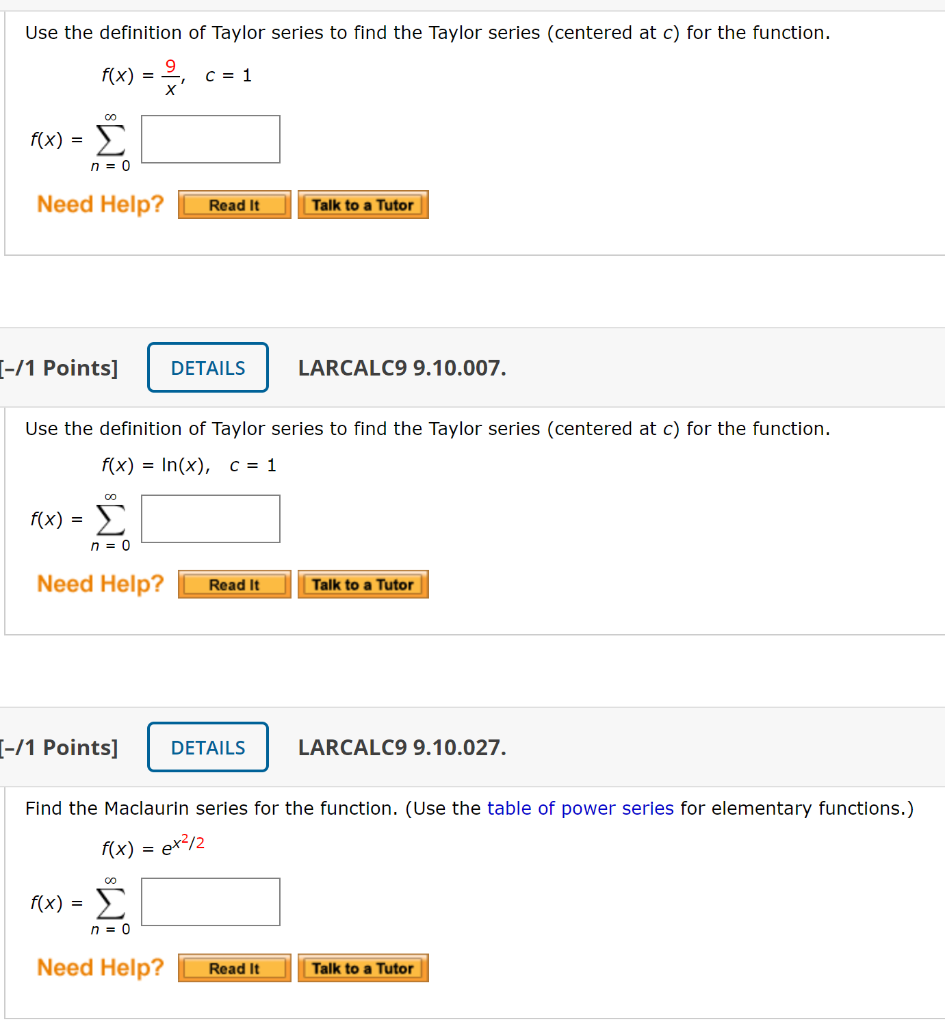 Solved Use the definition of Taylor series to find the | Chegg.com
