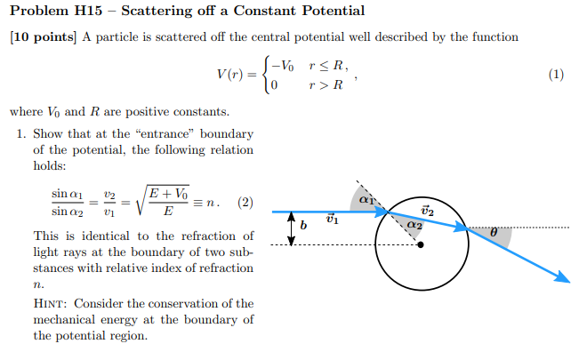 Solved Problem H15 - Scattering off a Constant Potential [10 | Chegg.com