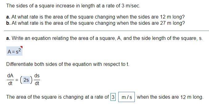 Solved The sides of a square increase in length at a rate of | Chegg.com