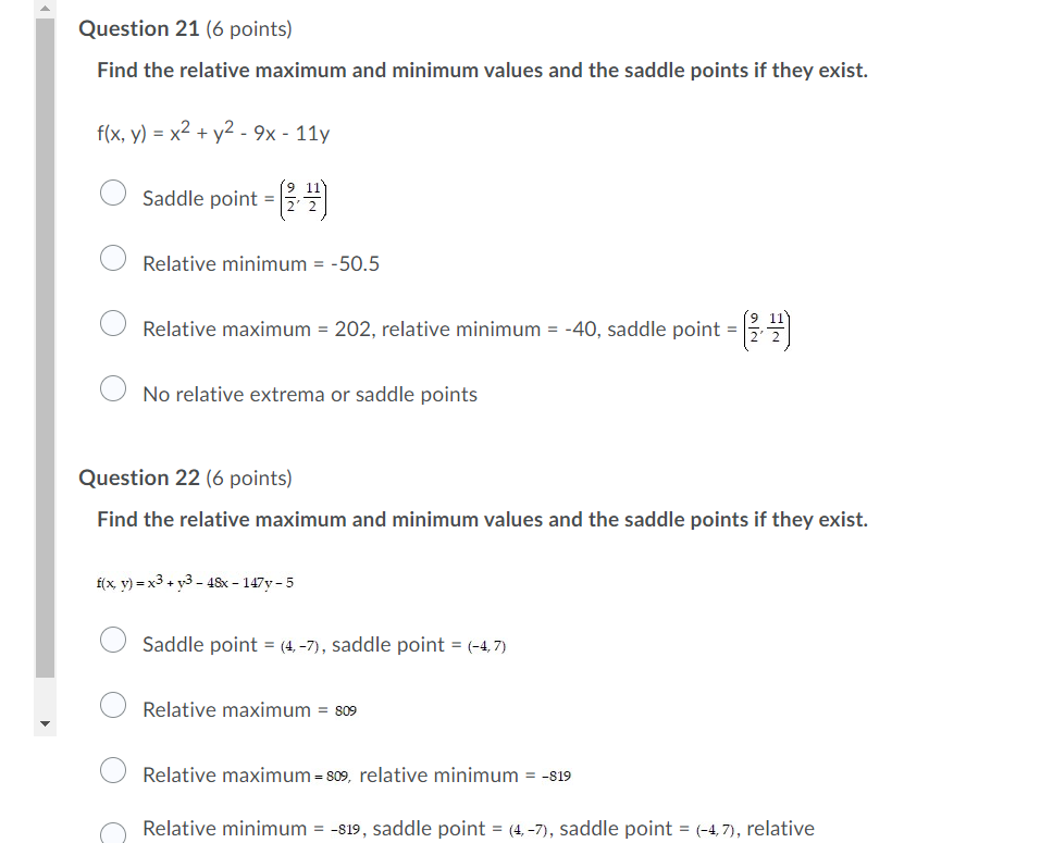Solved Question 21 (6 points) Find the relative maximum and | Chegg.com