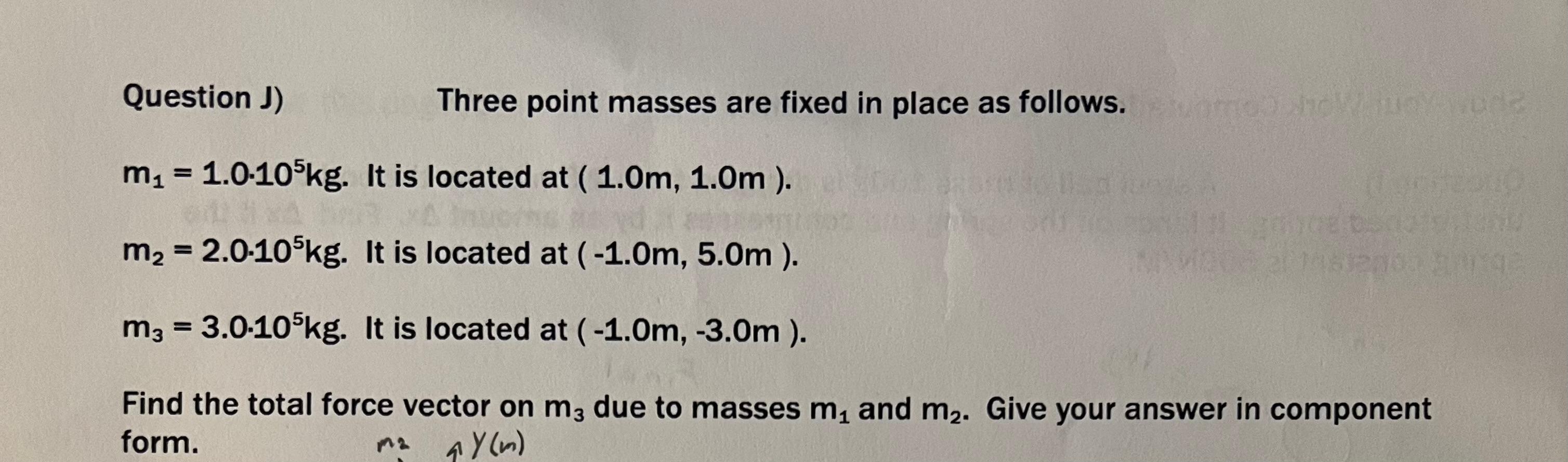 Solved Question J) Three point masses are fixed in place as | Chegg.com