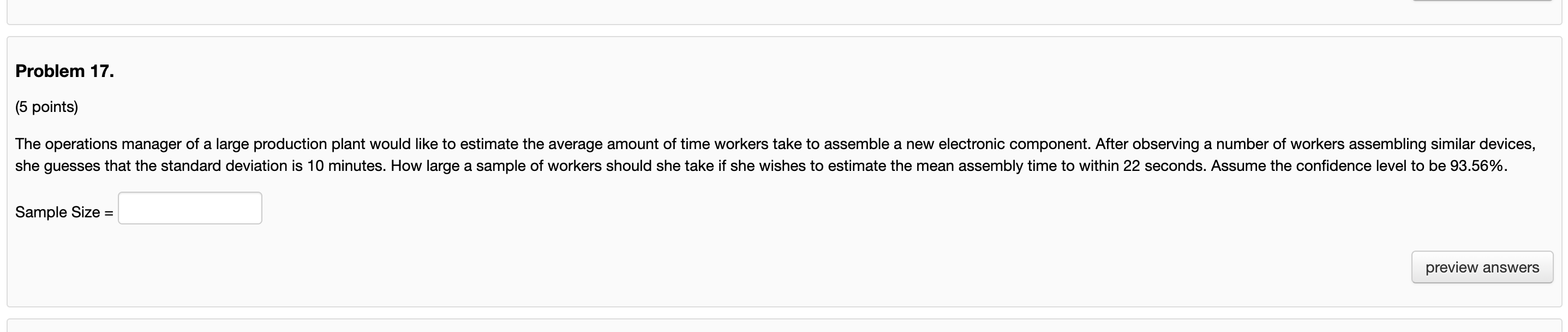 Solved Sample Size = | Chegg.com