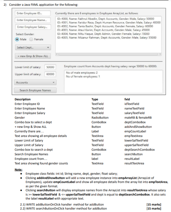 Solved 2) Consider a Java FXML application for the | Chegg.com