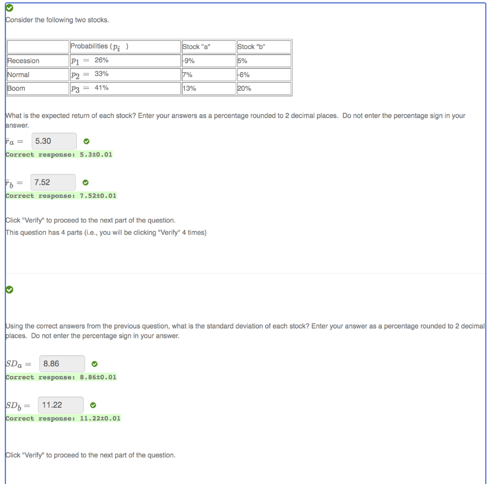 Solved Consider the following two stocks. What is the | Chegg.com