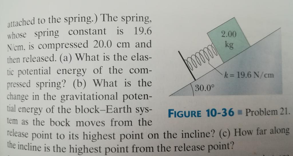 Solved 21. Block - Spring - Incline A 2.00 kg block is | Chegg.com