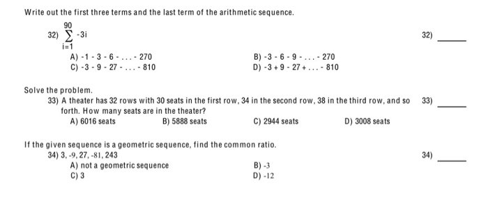 Solved Write out the first three terms and the last term of | Chegg.com