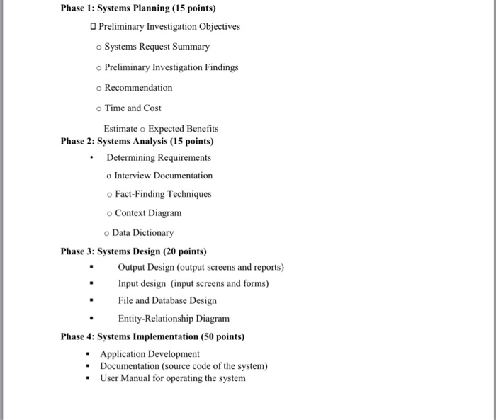 Solved Systems Planning Preliminary Investigation | Chegg.com