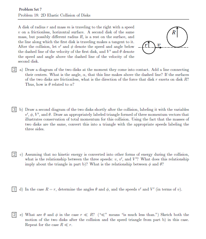 Solved Problem Set 7 Problem 18: 2D Elastic Collision of | Chegg.com