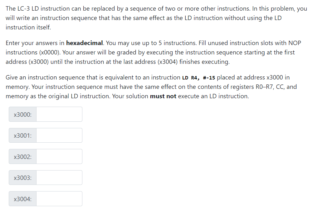 Solved The LC-3 LD instruction can be replaced by a sequence | Chegg.com