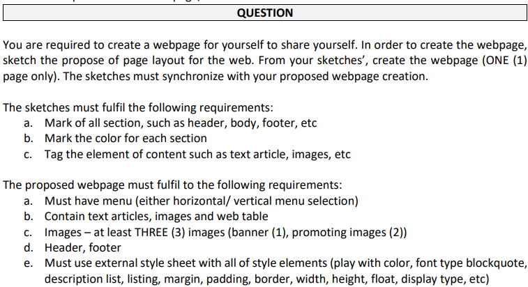 Solved please give unique and easy code for html and css | Chegg.com