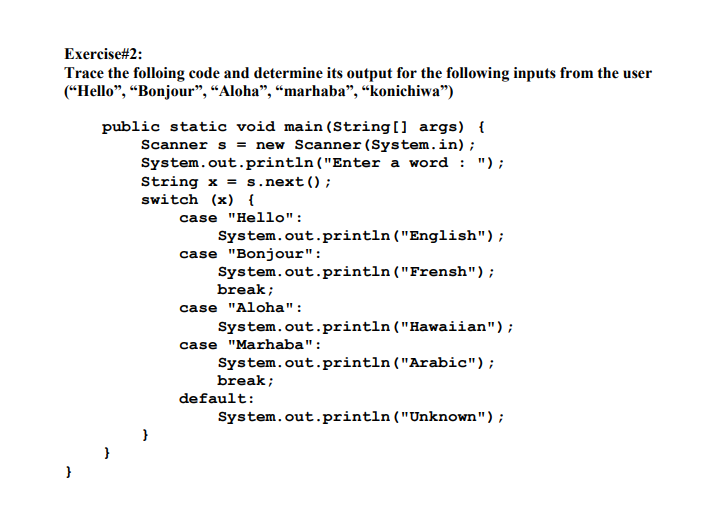 Solved Exercise#2: Trace the folloing code and determine its | Chegg.com