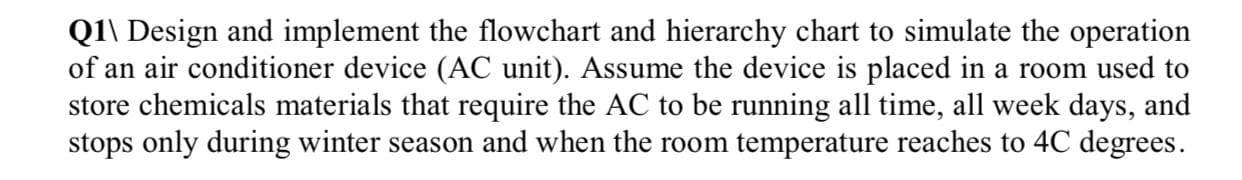 Solved Q1\ Design and implement the flowchart and hierarchy | Chegg.com