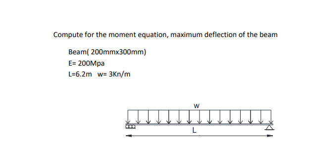 Solved Compute for the moment equation, maximum deflection | Chegg.com