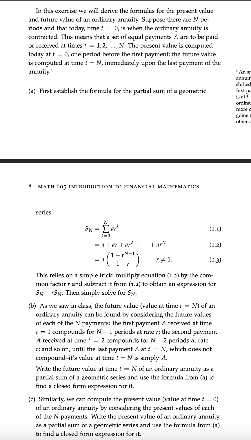 Solved In this exercise we will derive the formulas for the | Chegg.com