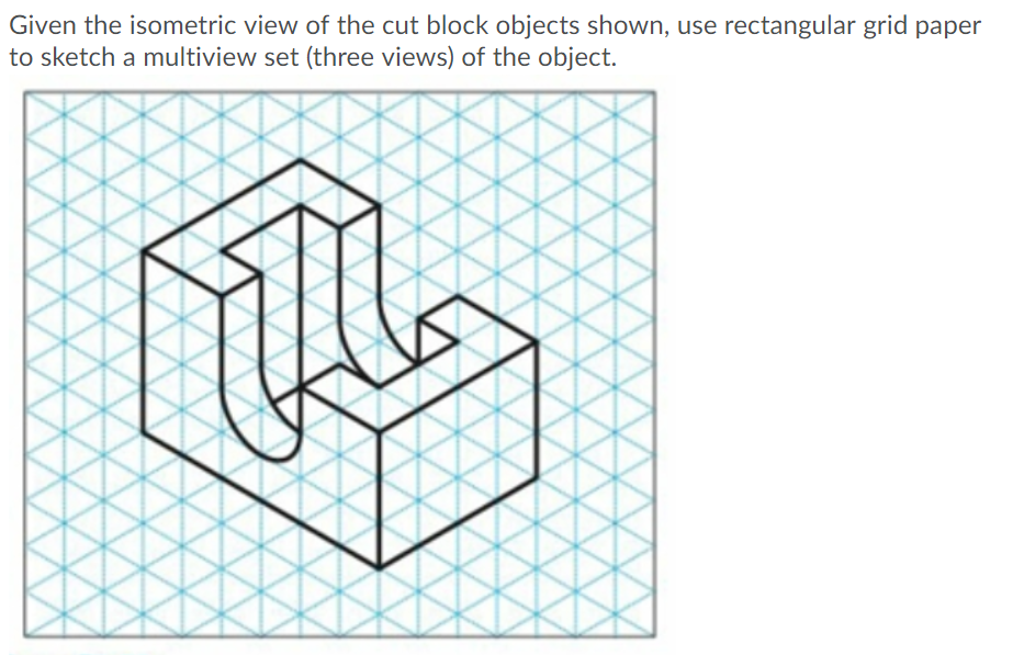 Solved Given the isometric view of the cut block objects | Chegg.com