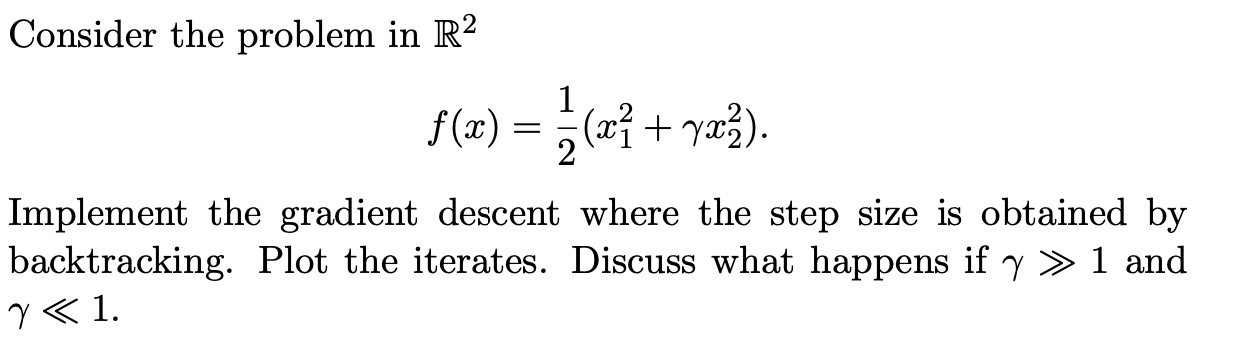 Solved Consider the problem in R2 f(x)=21(x12+γx22). | Chegg.com