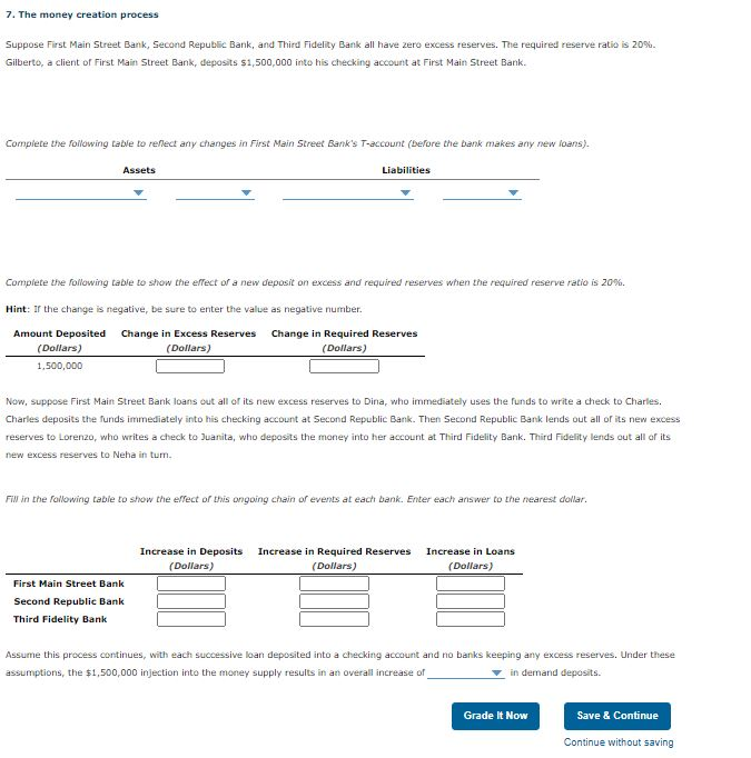 Solved 7. The money creation process Suppose First Main | Chegg.com