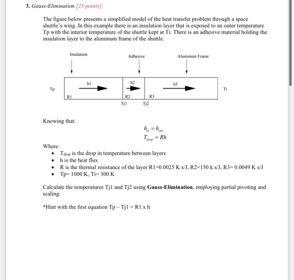 Solved 3. Gauss-Elimination (25 points]: The figure below | Chegg.com
