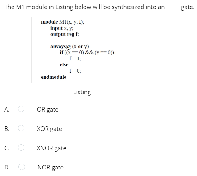 Solved The M1 module in Listing below will be synthesized | Chegg.com