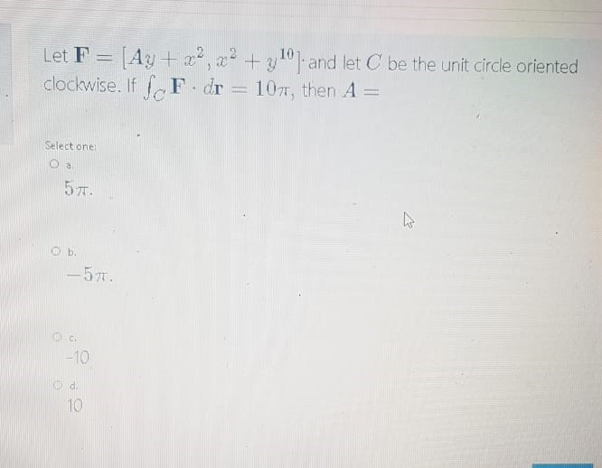 Solved Let F = [Ay + x2,22 +310) and let C be the unit | Chegg.com