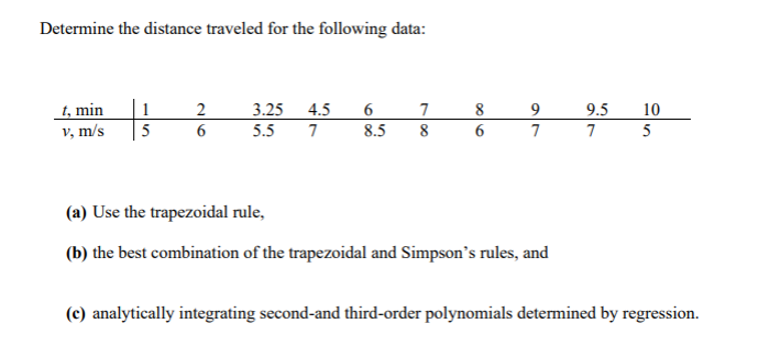 Solved Determine the distance traveled for the following | Chegg.com