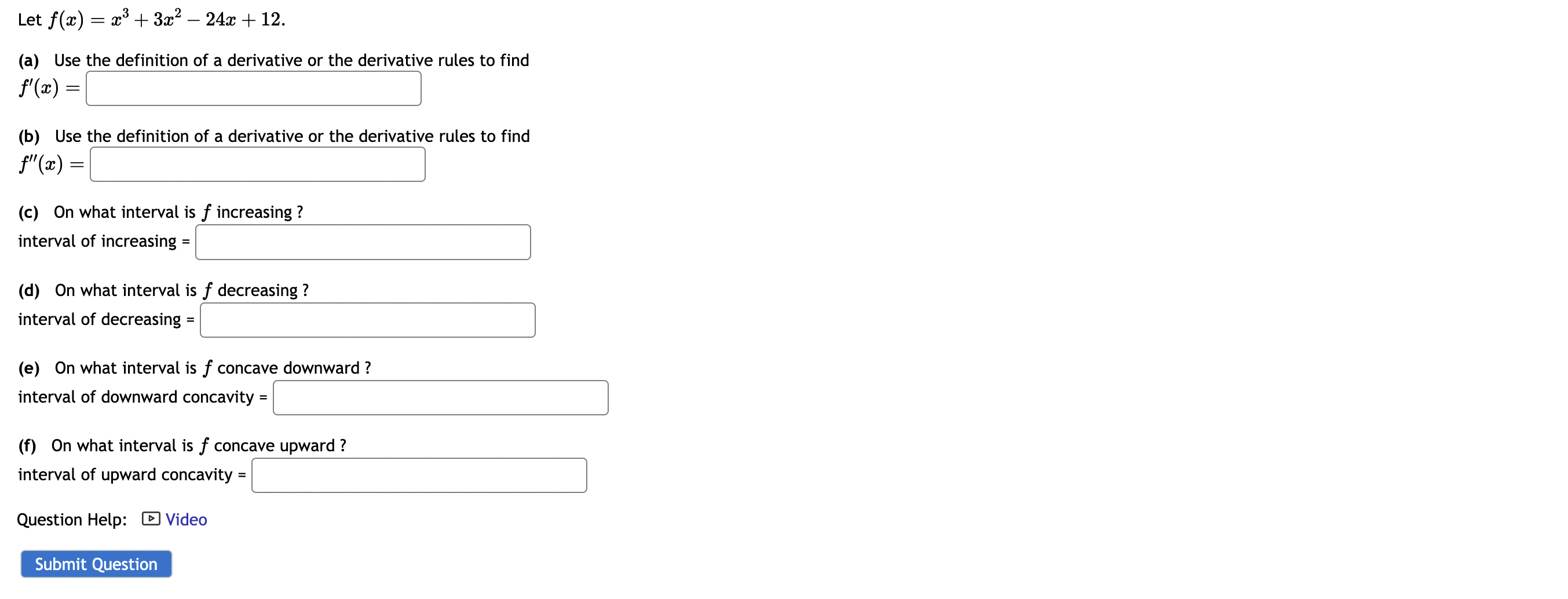 Solved Let f(x)=x3+3x2-24x+12.(a) ﻿Use the definition of a | Chegg.com