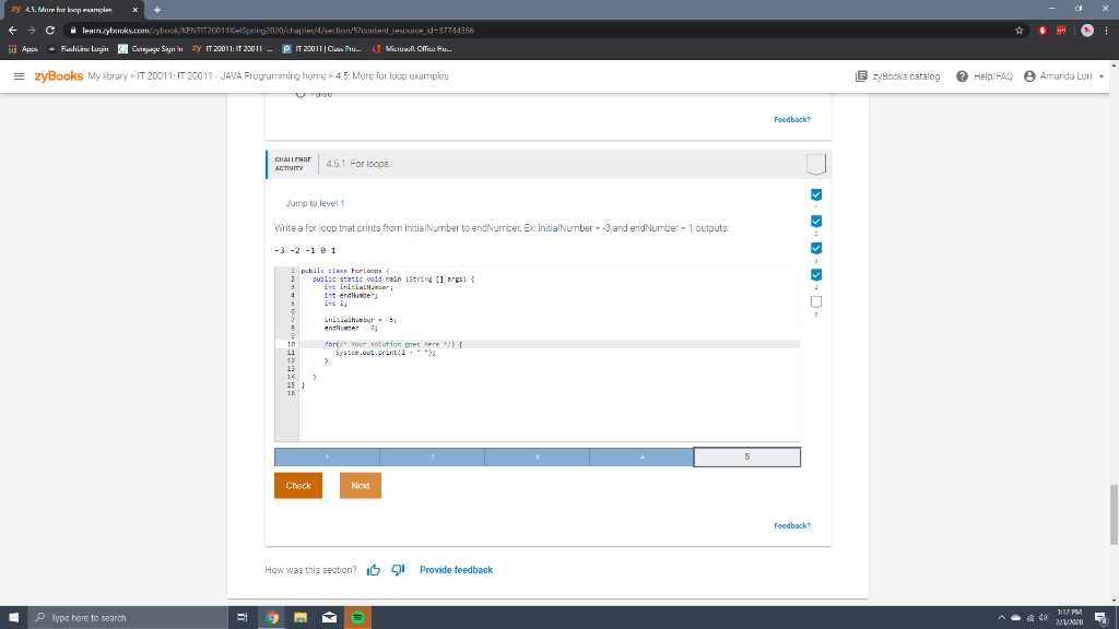Solved Write A For Loop That Prints From Initialnumber To 5464