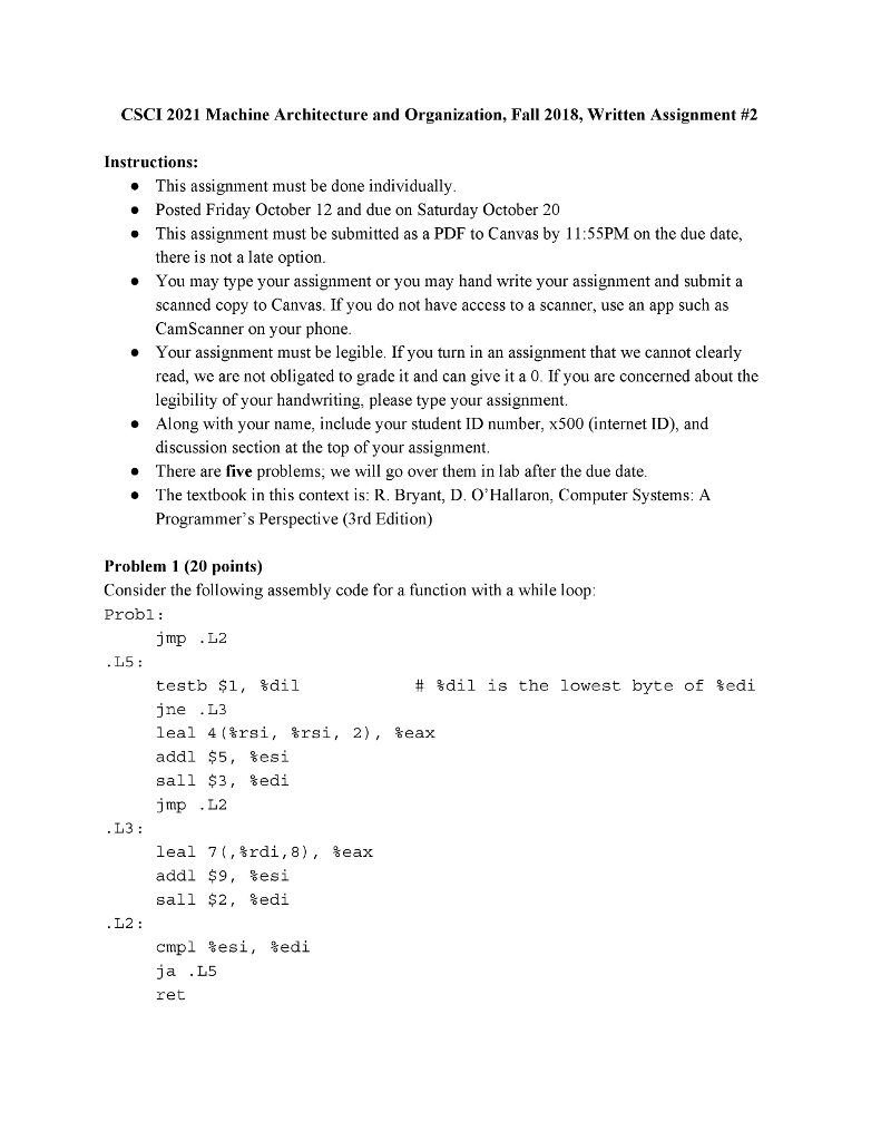 CSCI 2021 Machine Architecture and Organization, Fall | Chegg.com