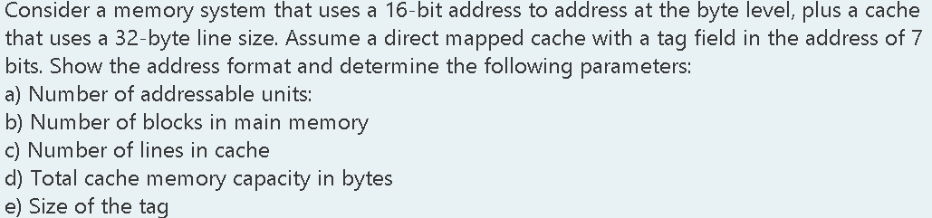 Solved Consider a memory system that uses a 16-bit address | Chegg.com