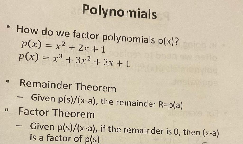 Solved - How do we factor polynomials p(x) ? | Chegg.com