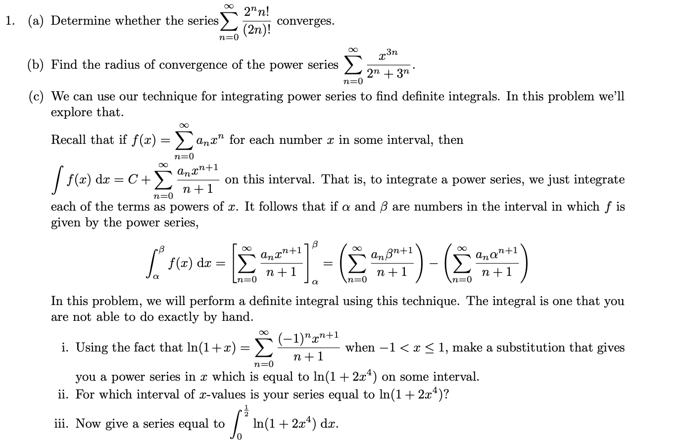 Solved 2nn! 1. (a) Determine whether the series 2 converges. | Chegg.com