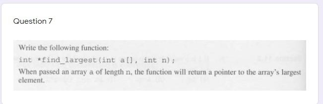 Solved Question 7 Write the following function: int | Chegg.com