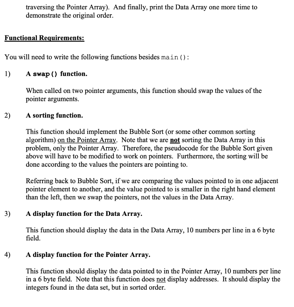 Solved Program 7: Sorting with Pointers Sometimes we're | Chegg.com