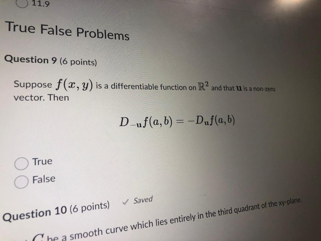Solved True False Problems Question 9 (6 points) Suppose | Chegg.com
