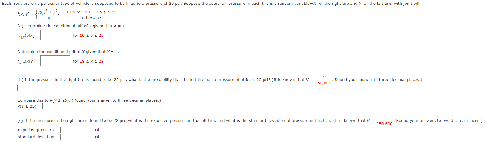 Solved f(x,y)={K(x2+y2)019≤x≤29,19≤y≤29 otherwise (a) | Chegg.com